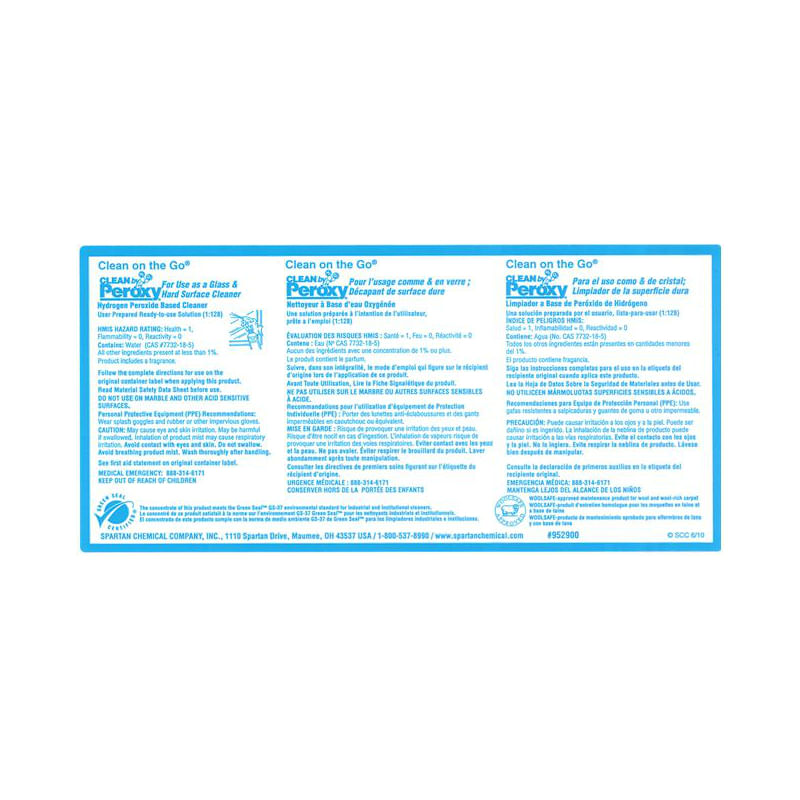 Spartan COG Clean by Peroxy Glass & Hard Surface Cleaner Label - Whitebird