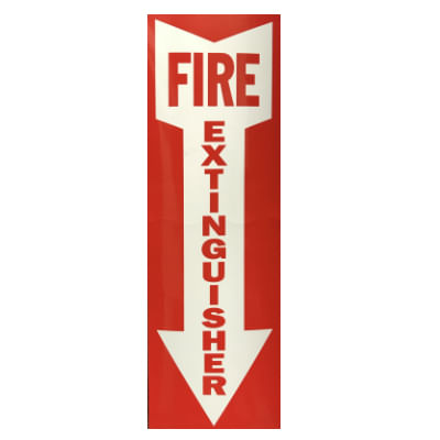 Fire Extinguisher sign with arrow pointing down - Whitebird