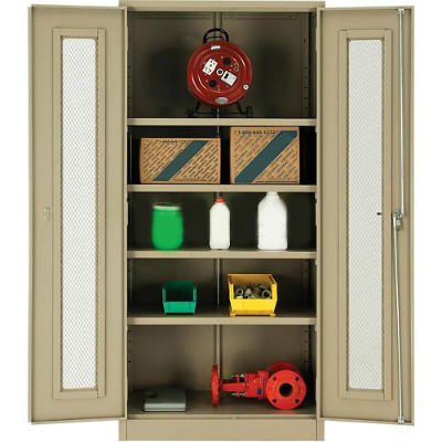 Steel Storage Cabinet 36x18x78 With Expanded Metal Door Tan Assembled ...