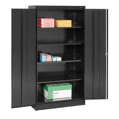 Steel Storage Cabinet 36x18x78 With Expanded Metal Door Black Assembled ...
