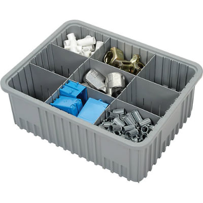 Container Dividable Grey 22-1/3 x 17-1/2 x 3" 6/cs - Whitebird