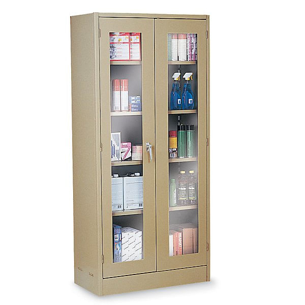 Steel Locking Storage Cabinet Clear View 36x18x78" Tan Assembled ...