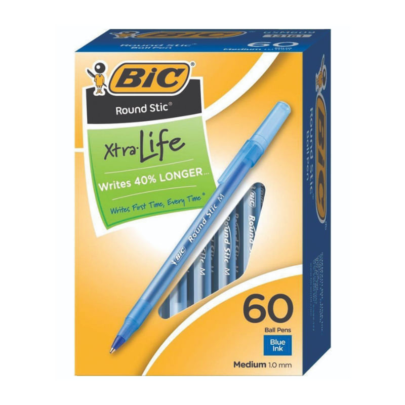 Pen Bic Medium Blue Round Stic 60/bx - Whitebird