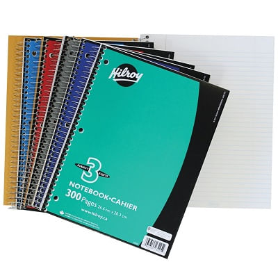 Notebook Coil 300 Page 3 Subject 10-1/2 x 8" Assorted Colours - Whitebird