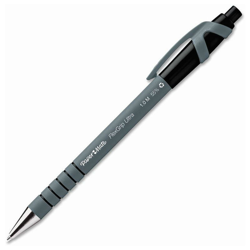 Pen Flexgrip UltraMedium Black Retractable Ballpoint 12/bx - Whitebird