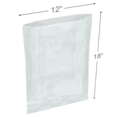Bags Flat Poly 2 Mil 12x18" 1000/cs - Whitebird