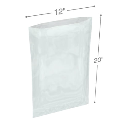 Bags Flat Poly 2 Mil 12x20" 1000/cs - Whitebird