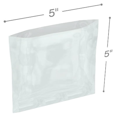 Bags Flat Poly 4 Mil 5x5" 1000/cs - Whitebird