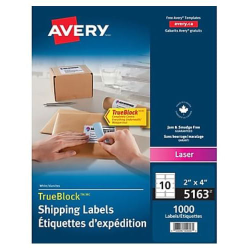 Labels Avery Laser Sheet 4x2" Permanent 1000/bx - Whitebird
