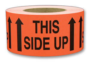 Labels This Side Up (w/Arrow) 3x5" 500/rl Orange - Whitebird