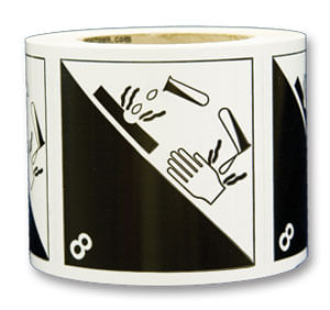 Labels Corrosive 4x4" 500/rl UN#3264 - Whitebird