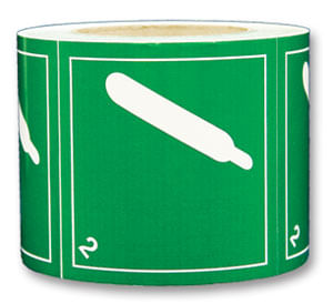 Labels Non Flammable Gas 4x4" 1000/rl Hazard Class 2.2 - Whitebird