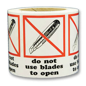 Labels Do Not Use Blades To Open 3x4" 500/rl - Whitebird