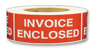 Labels Invoice Enclosed 2x5" 500/rl Red - Whitebird
