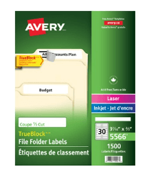 Labels Avery Laser Sheet 3-7/16x2/3" 1500/bx - Whitebird