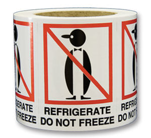 Labels Refrigerate Do Not Freeze (with Penguin) 3x4" 500/rl - Whitebird