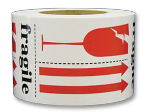 Labels Fragile W/Arrows 4x6" 500/rl International Pictorial - Whitebird