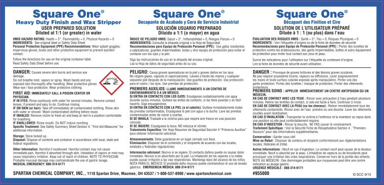 Spartan Chemicals Spartan Square One Floor Stripper Label - Whitebird