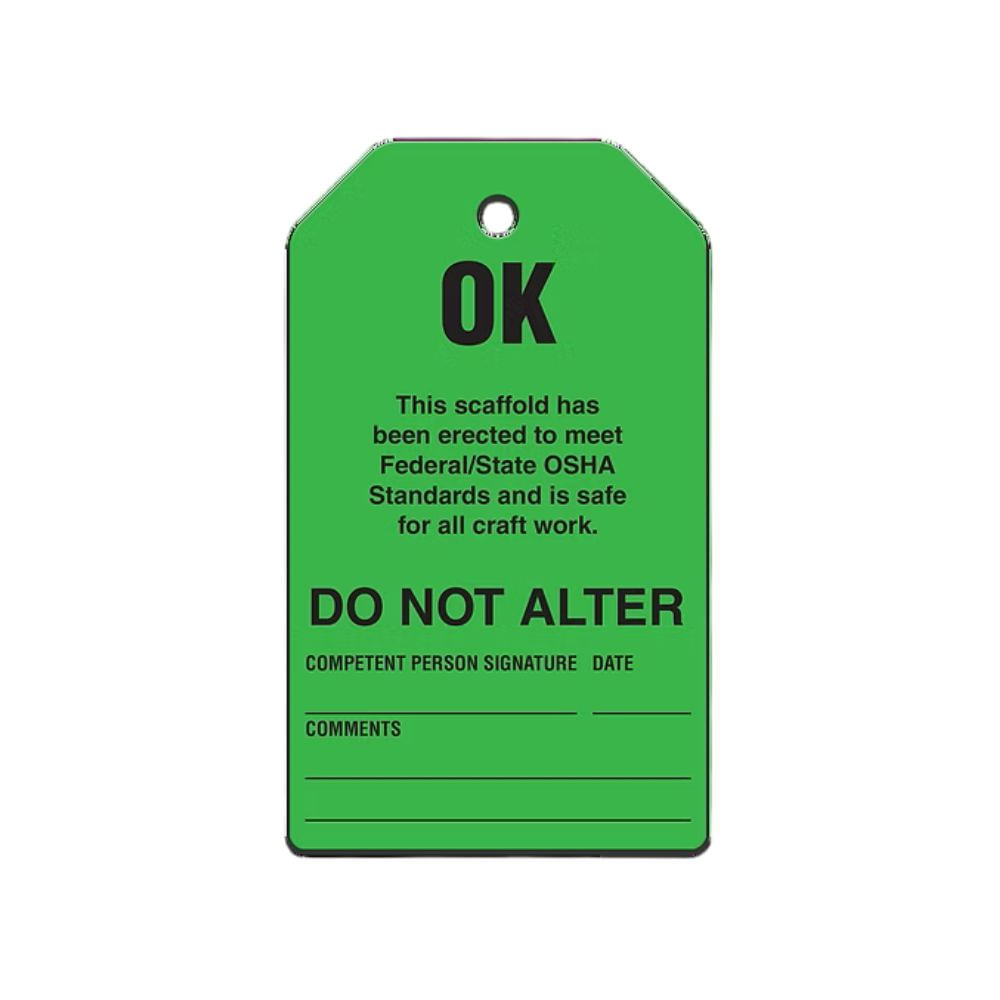 Scaffold Tag OK Do Not Alter 3.375x5.75-3/8" - 25/pkg - Whitebird