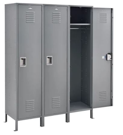 Locker 12x18x72" 1-Tier, 3 Wide Grey, Assembled - Whitebird